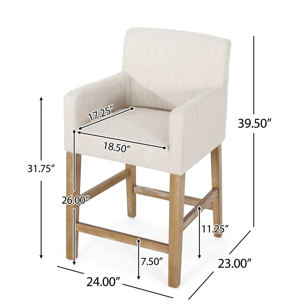 Contemporary Fabric Upholstered Wood 26 inch Counter Stool ...