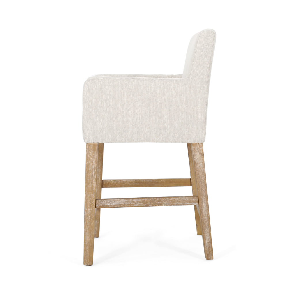 Contemporary Fabric Upholstered Wood 26 inch Counter Stool ...