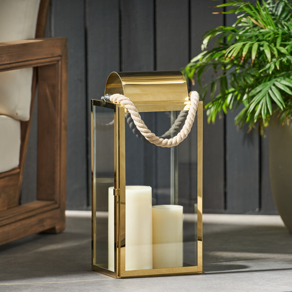 Brianna Outdoor 19" Modern Stainless Steel Lantern – NobleHouseFurniture