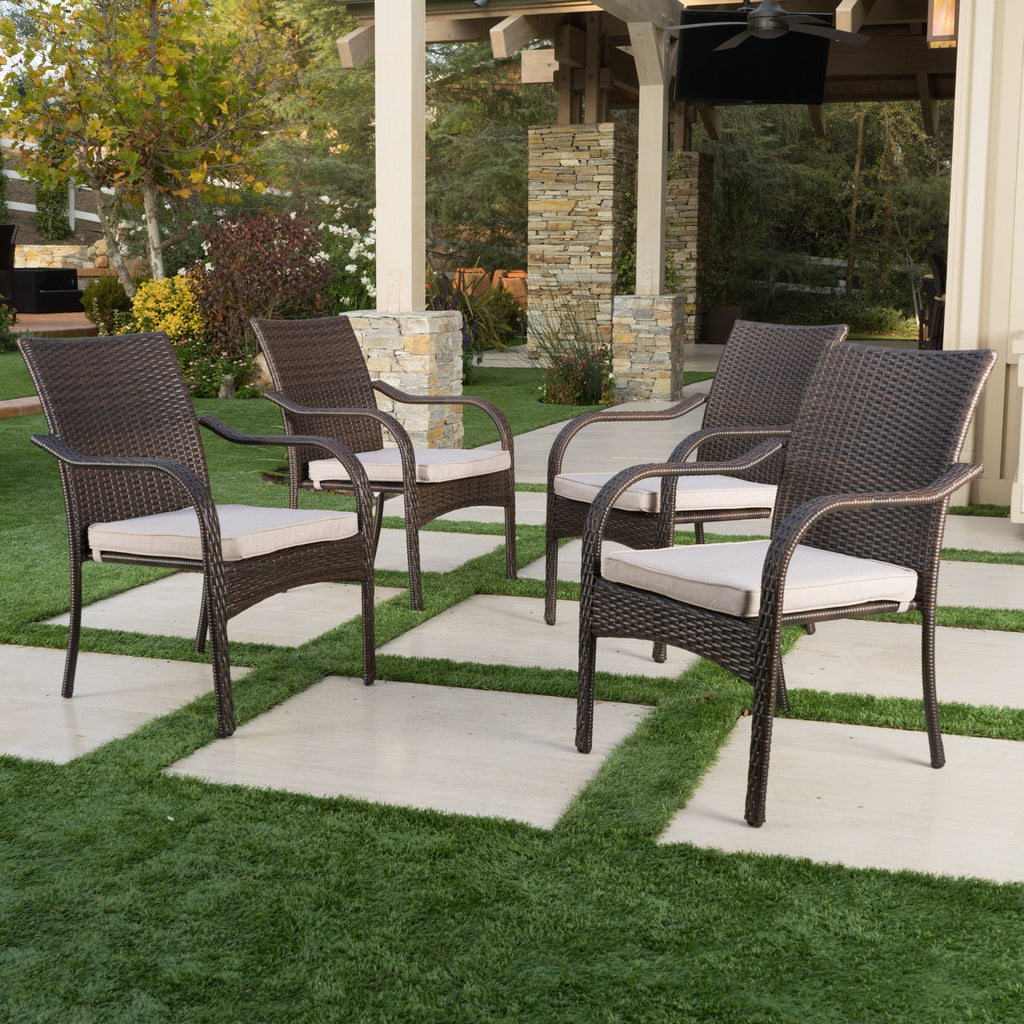 Brown Wicker Stacking Chairs (Set of 4) - NH554992 – Noble House Furniture