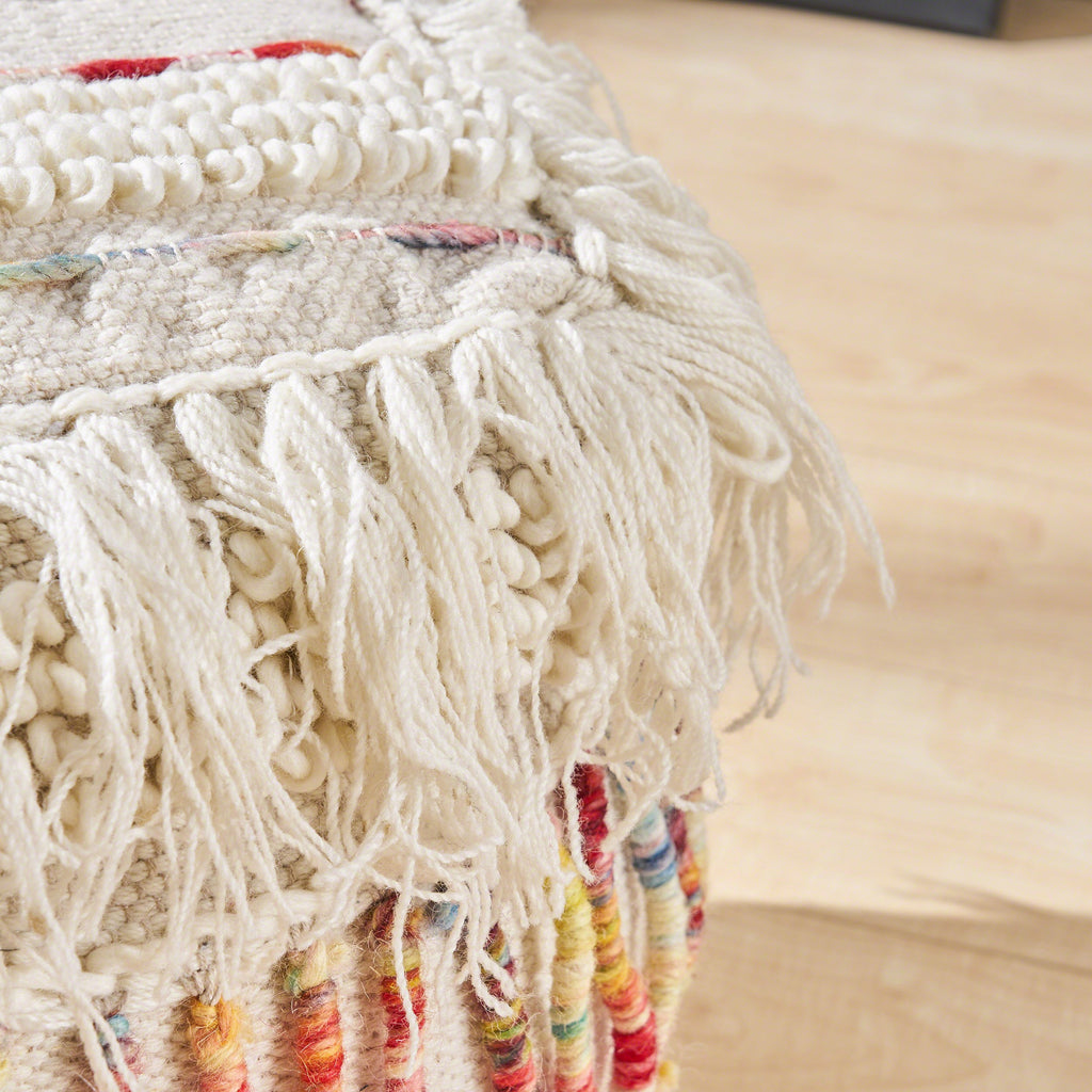 Handcrafted Boho Fabric Pouf - NH350603 – NobleHouseFurniture