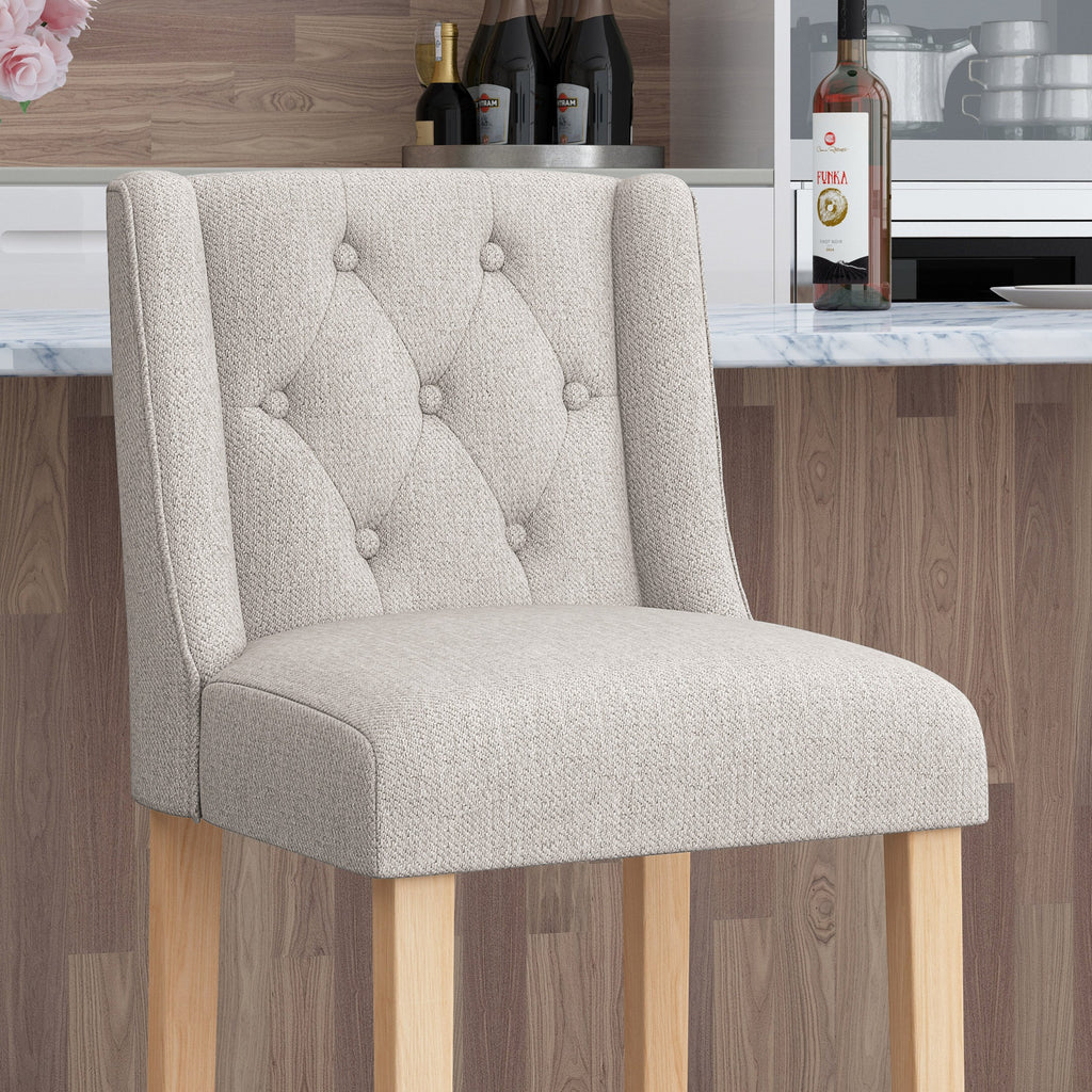 Button Tufted Fabric Wingback Bar Stool (Set of 2) - NH533113 ...