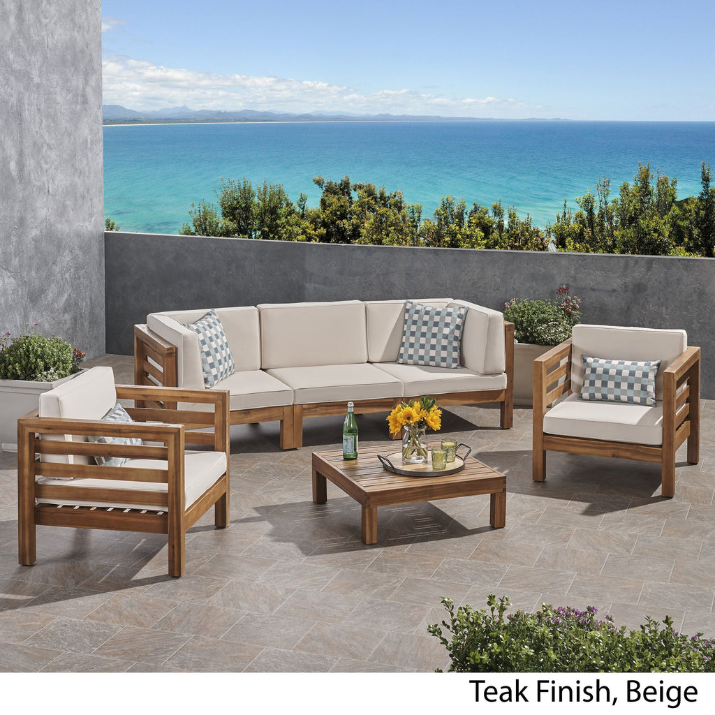 Outdoor 5 Seater Acacia Wood Sofa Chat Set - NH954803 – NobleHouseFurniture