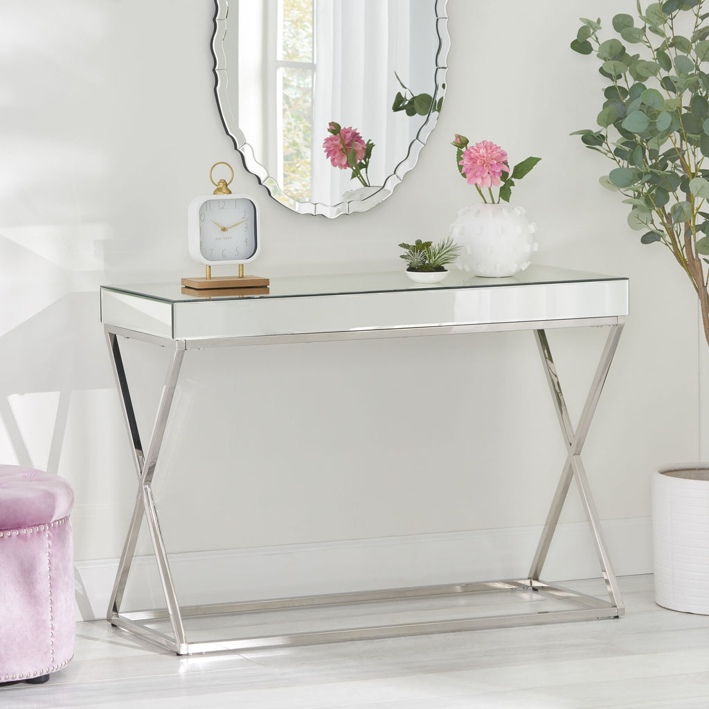 Modern Glam Console Table with Mirror Tabletop - NH245313 ...