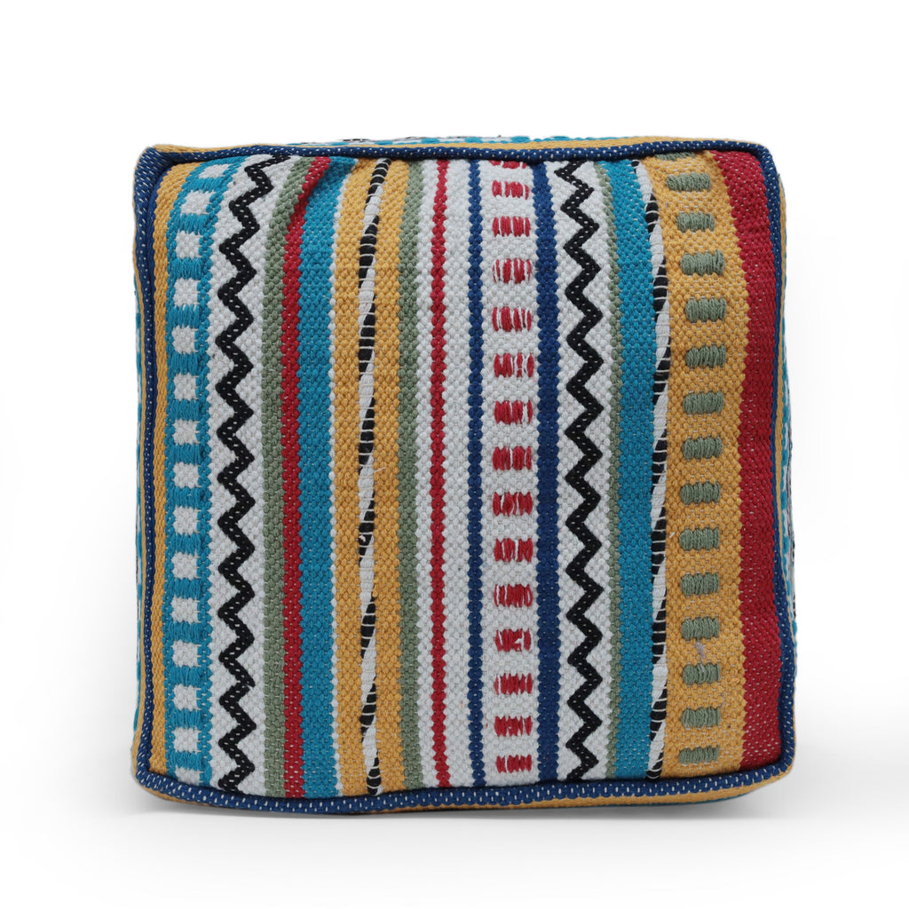 Boho Handcrafted Peruvian Print Cube Pouf - NH615413 – NobleHouseFurniture