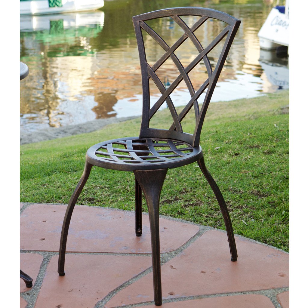 Traditional Outdoor Copper Cast Aluminum Bistro Set with Umbrella Hole ...