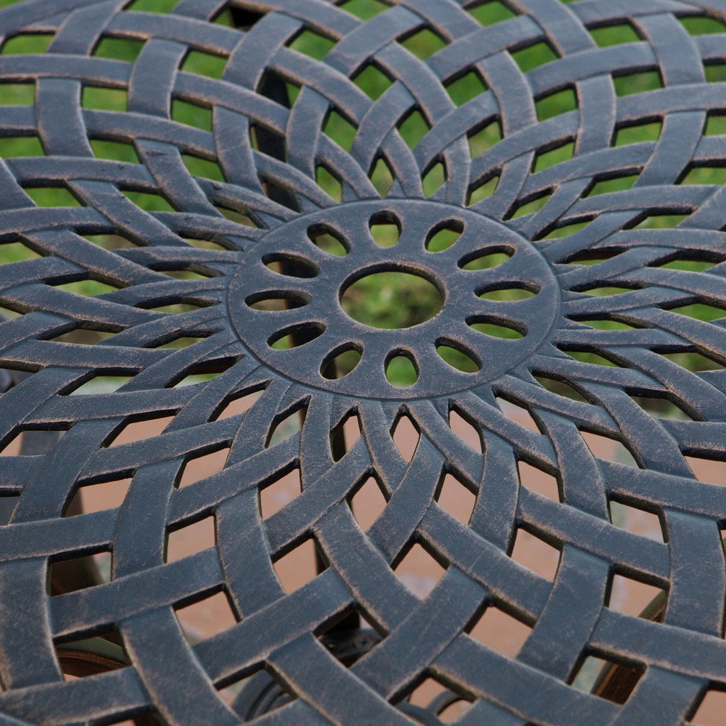 Traditional Outdoor Copper Cast Aluminum Bistro Set with Umbrella Hole ...