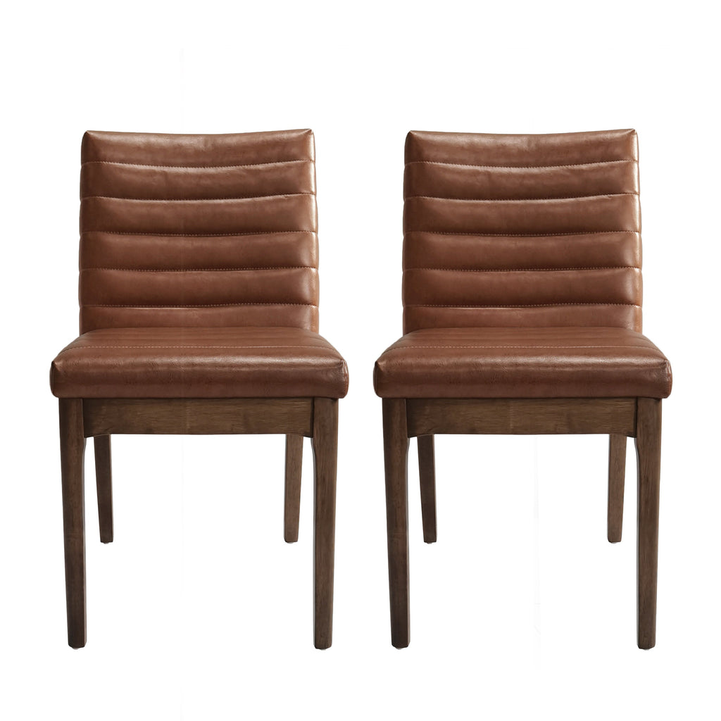 Elisson Mid Century Modern Channel Stitch Dining Chairs, Set of 2 ...