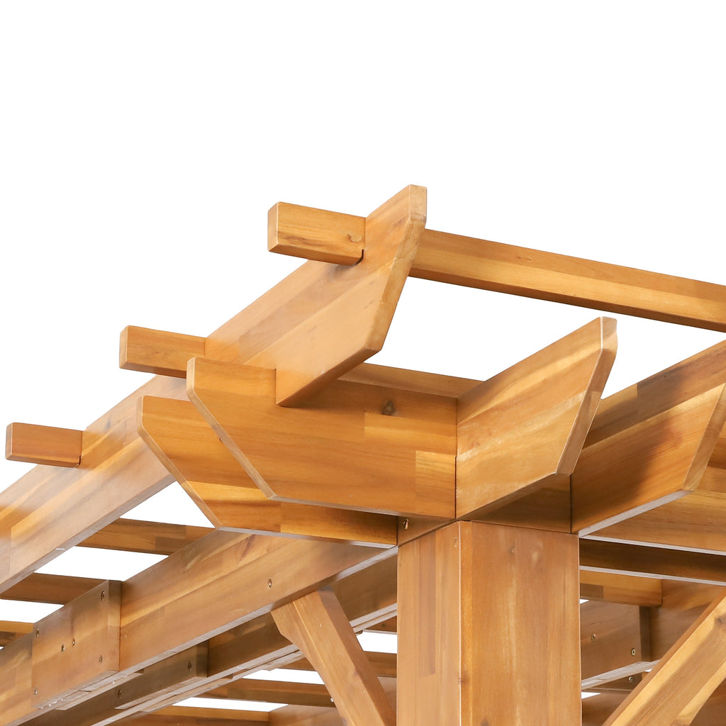 Dorain Outdoor 10' x 10' Acacia Wood Pergola, Teak – Noble House Furniture