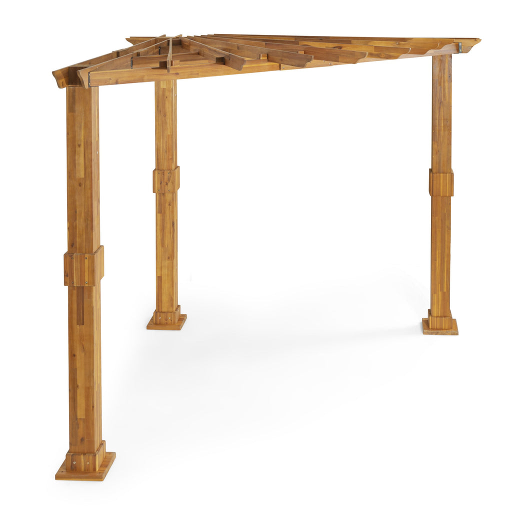 Outdoor Acacia Wood Triangle Pergola, Teak and Black - NH948413 – Noble ...