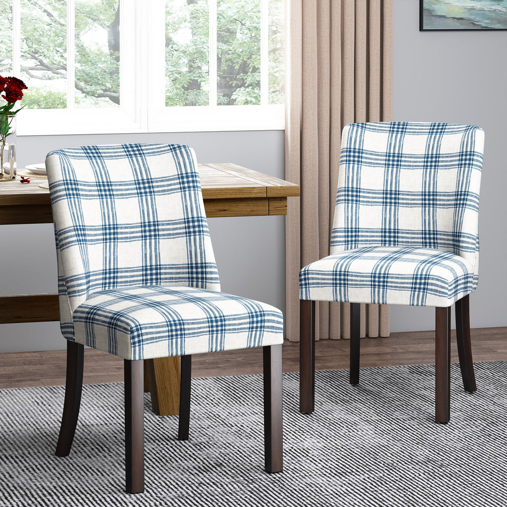 Contemporary Upholstered Plaid Dining Chairs, Set of 2 - NH235513 ...