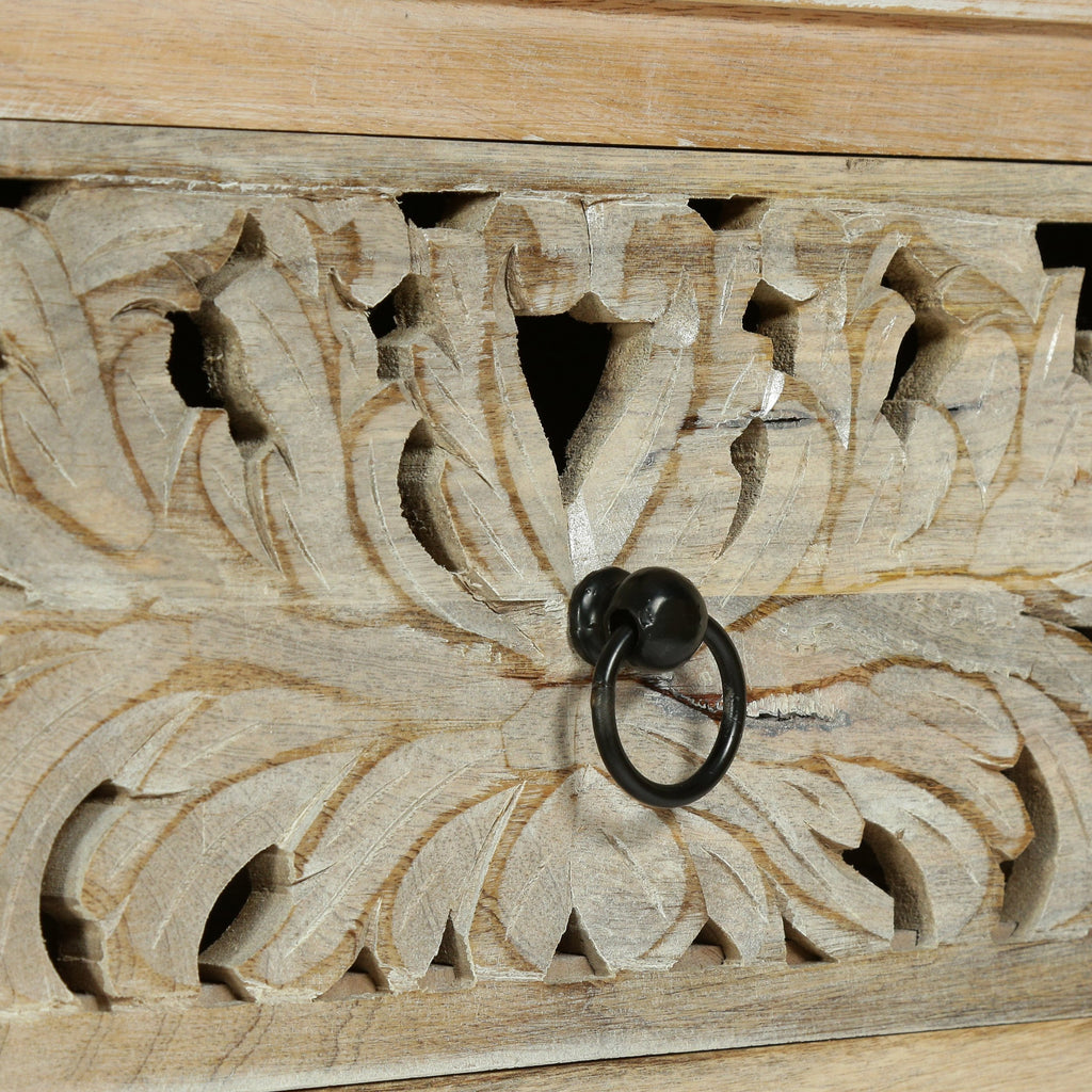 Boho Handcrafted Mango Wood 3 Drawer Sideboard, Antique White - NH9074 ...